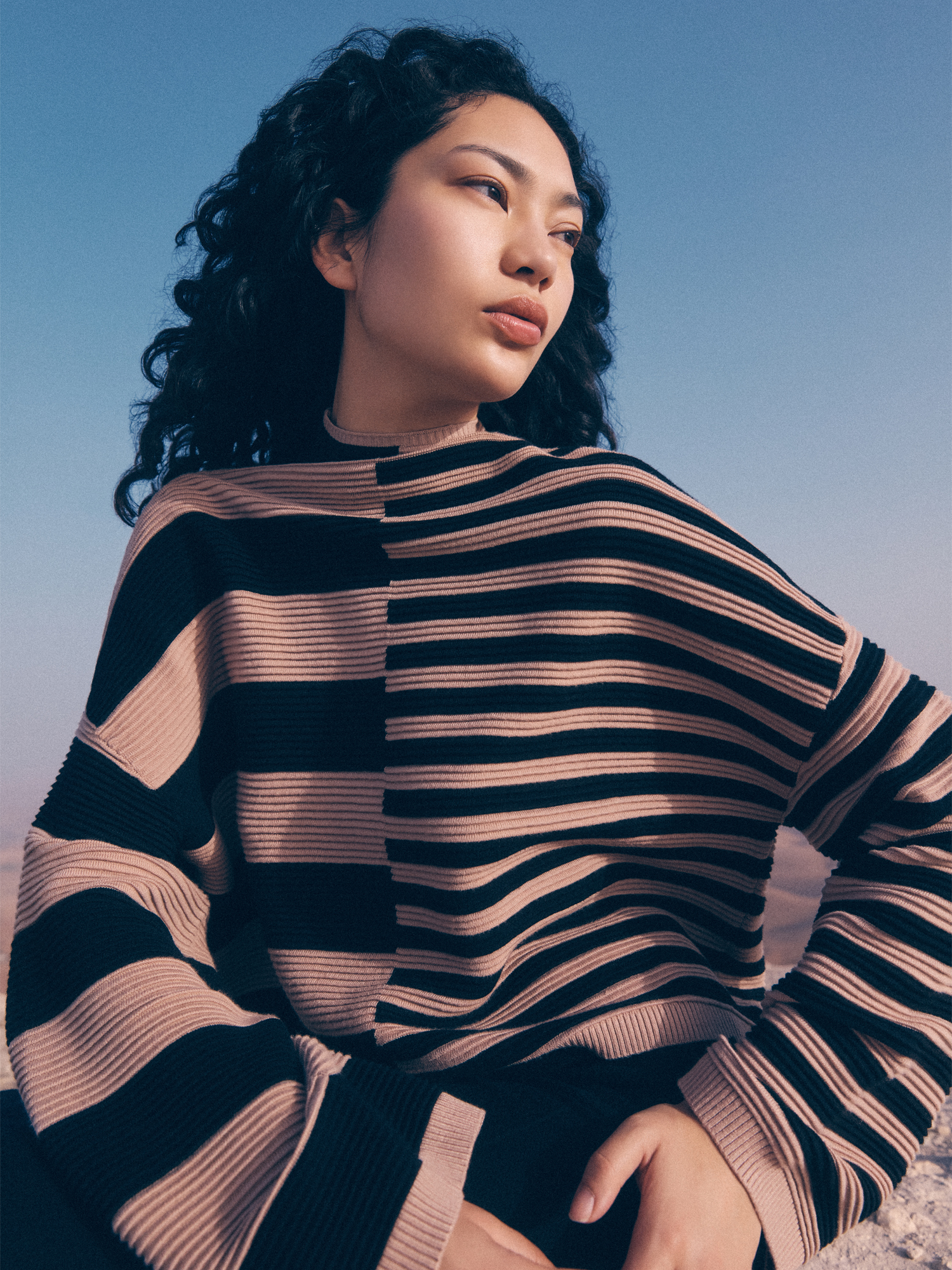 Mixed Stripe Ottoman Rib Knit Jumper | Apricot Clothing