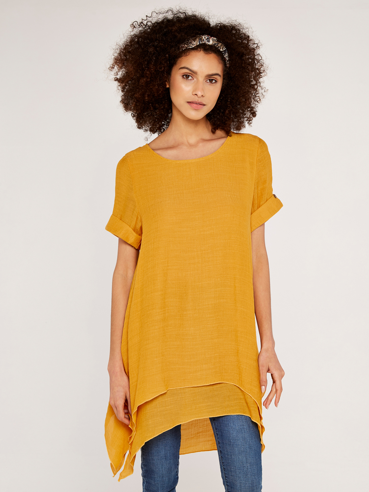 Oversized Layered Slub Tunic Top | Apricot Clothing