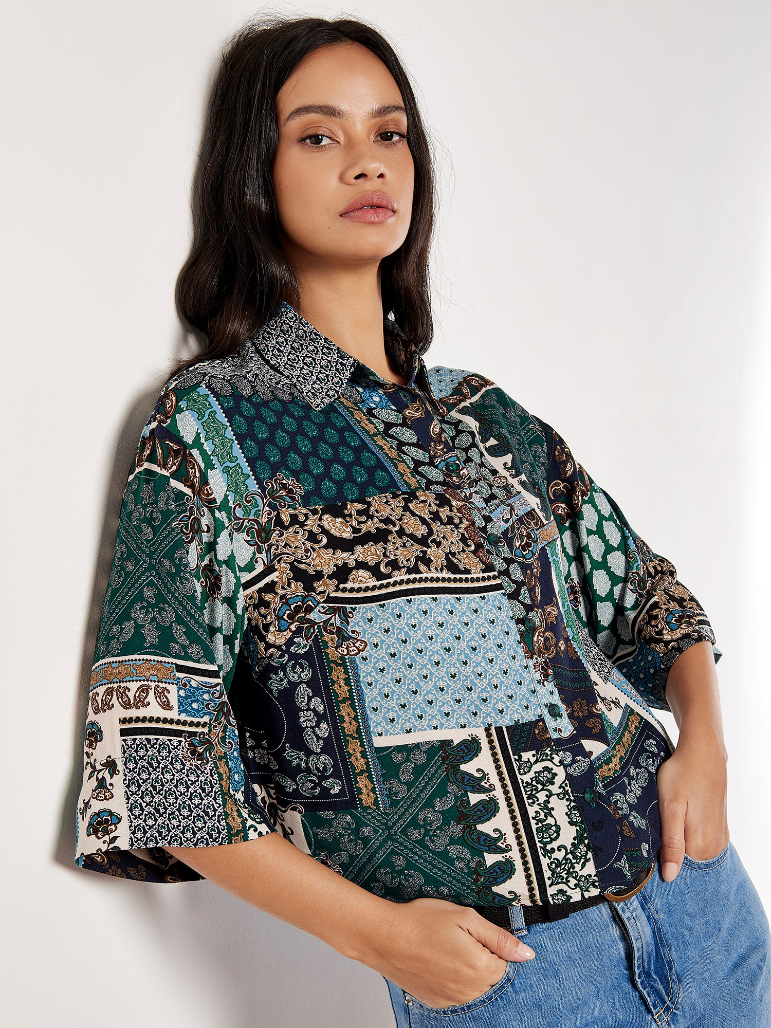 Patchwork Paisley Boxy Shirt | Apricot Clothing