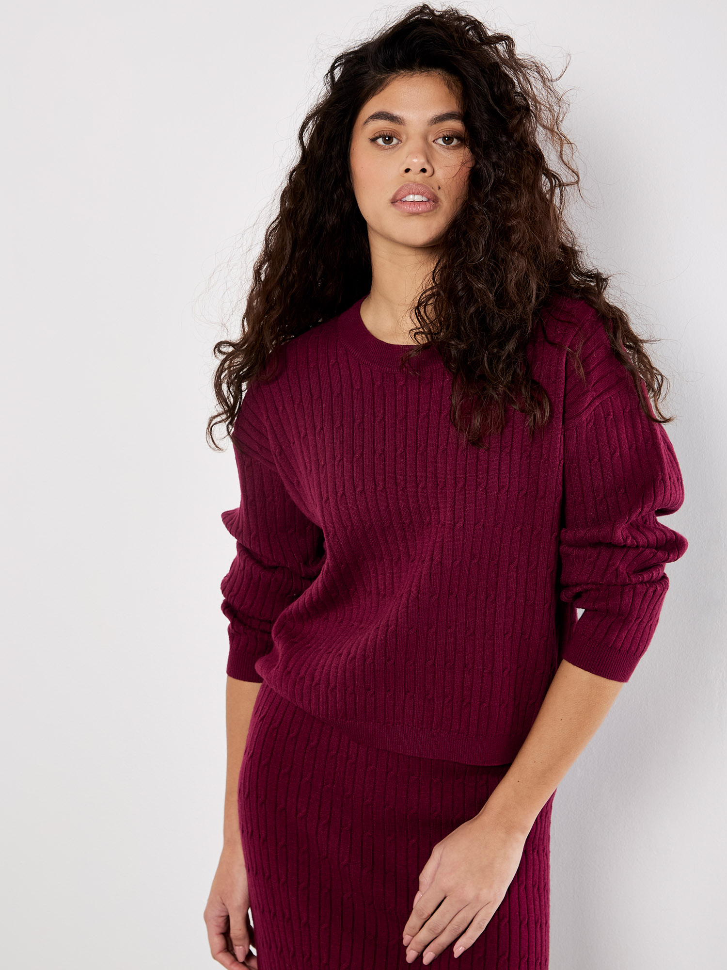 Fine Knit Cable Jumper | Apricot Clothing