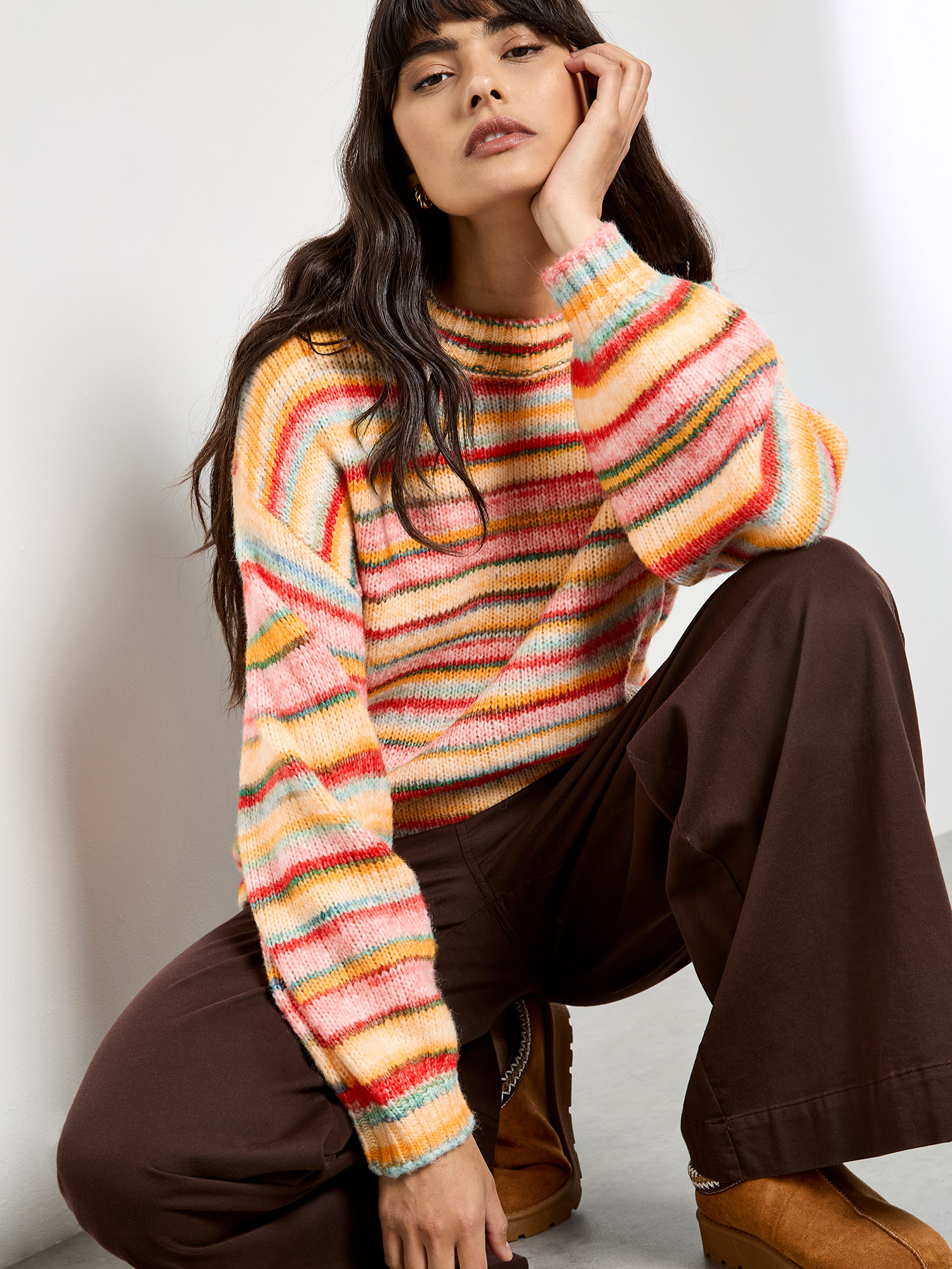 Multicoloured Stripe Soft Jumper | Apricot Clothing