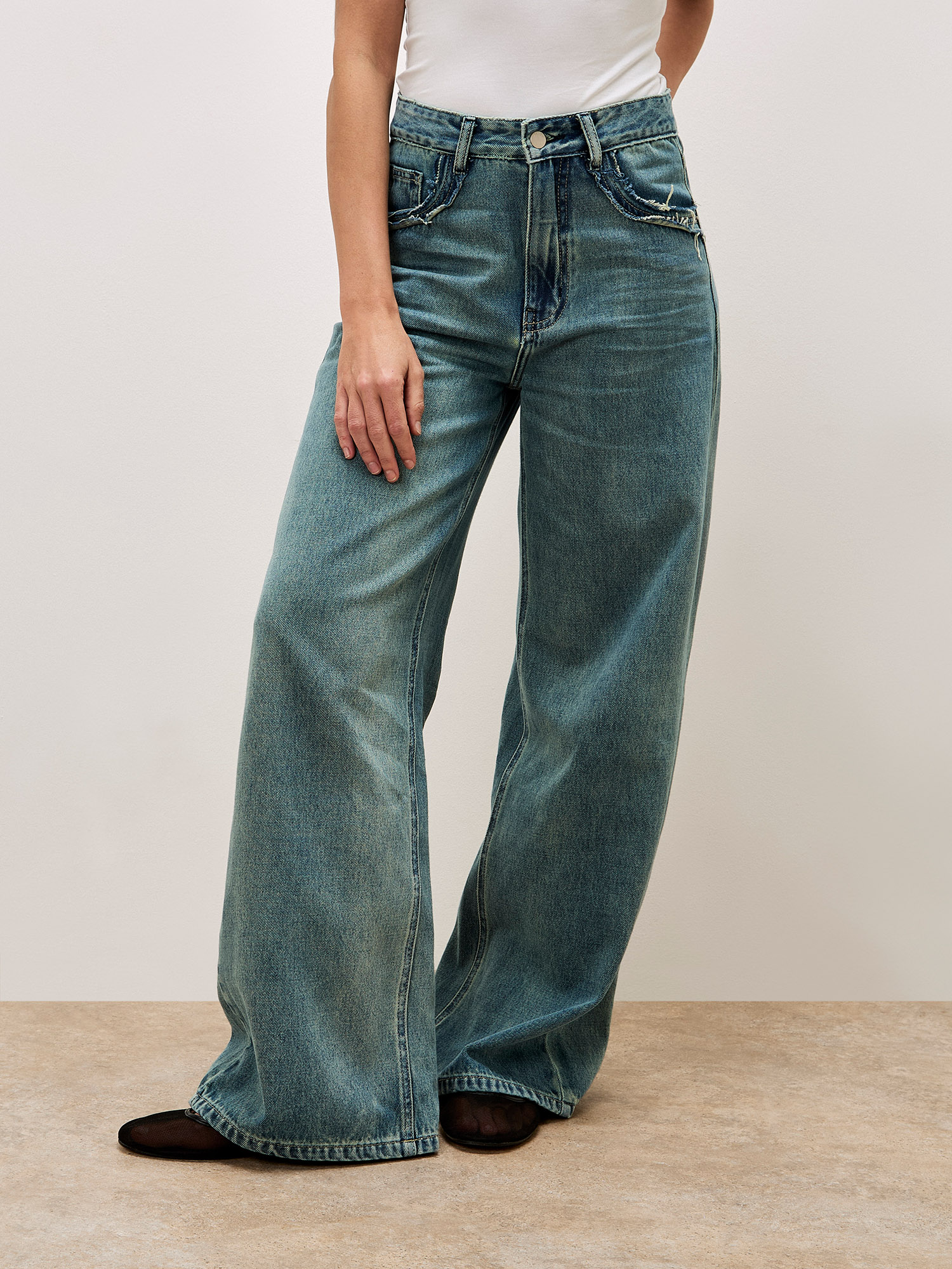 Ellie Wide Leg Boyfriend Jeans | Apricot Clothing