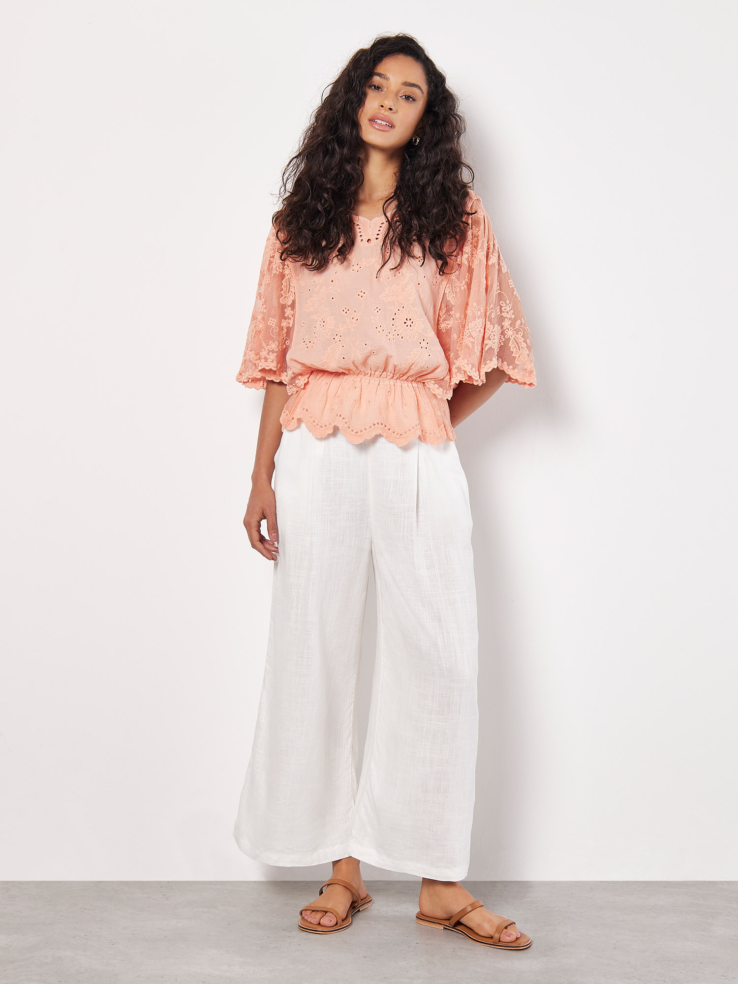 Floral Broderie Batwing Top | Apricot Clothing