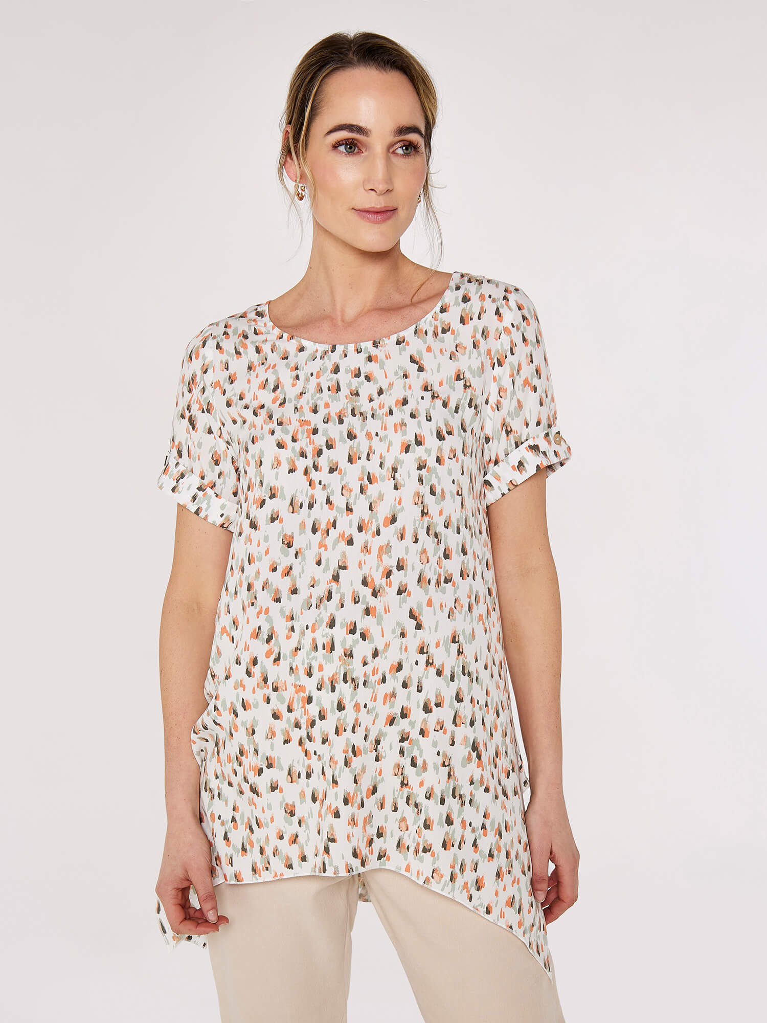 Brushstroke Tunic Top | Apricot Clothing