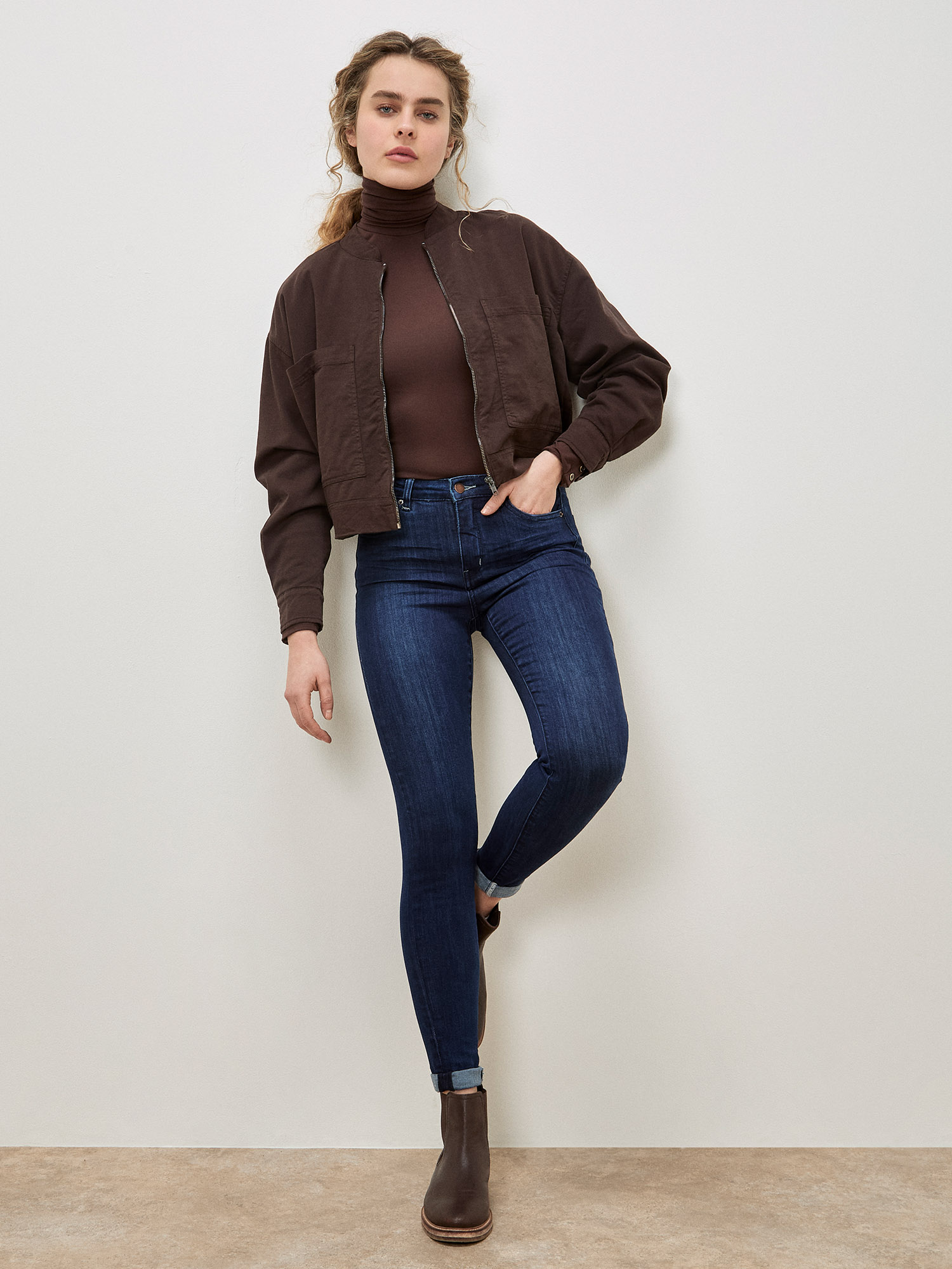 Lightweight Denim Bomber Jacket | Apricot Clothing