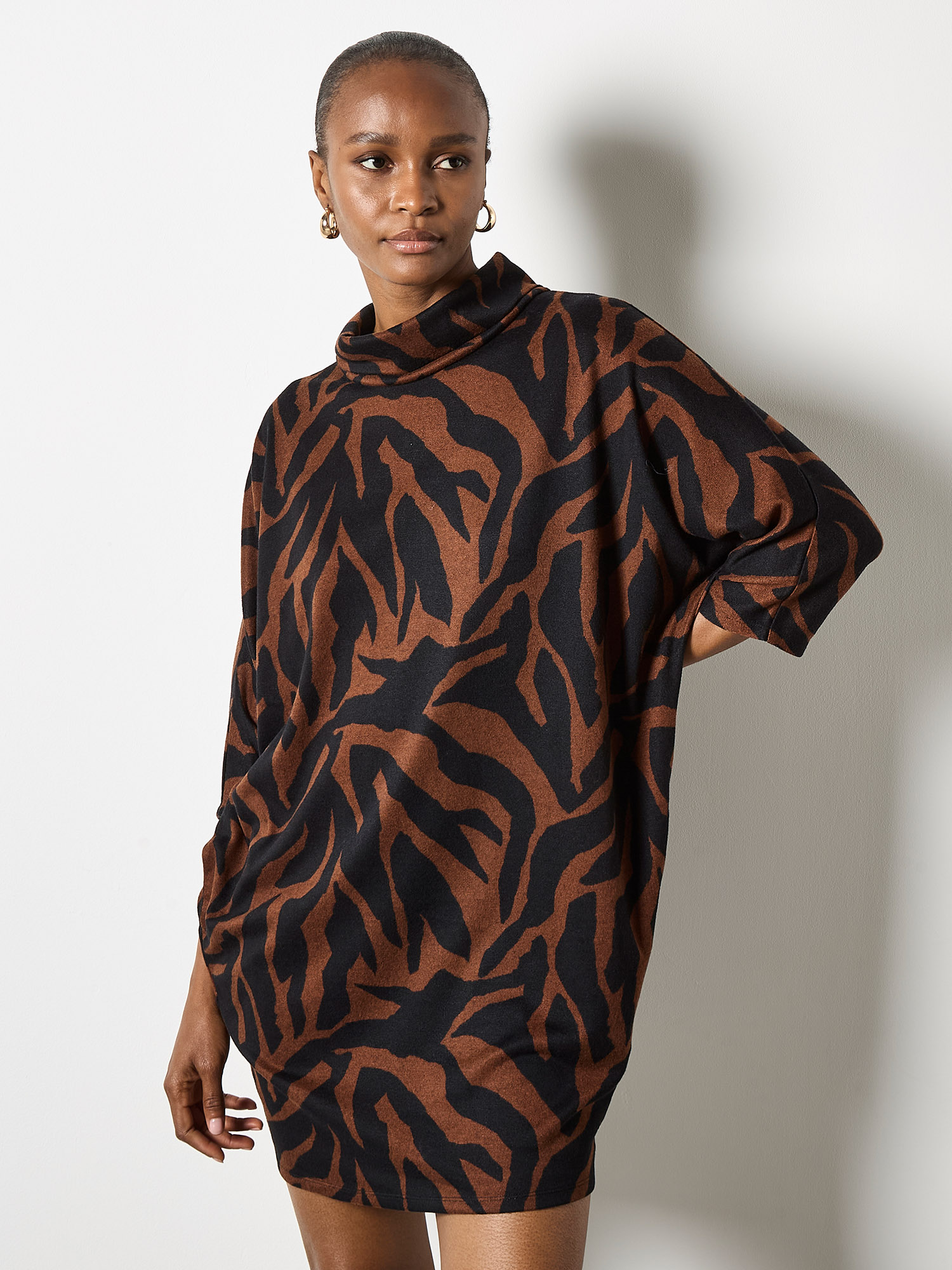 Zebra Print Cocoon Mini Dress | Apricot Clothing
