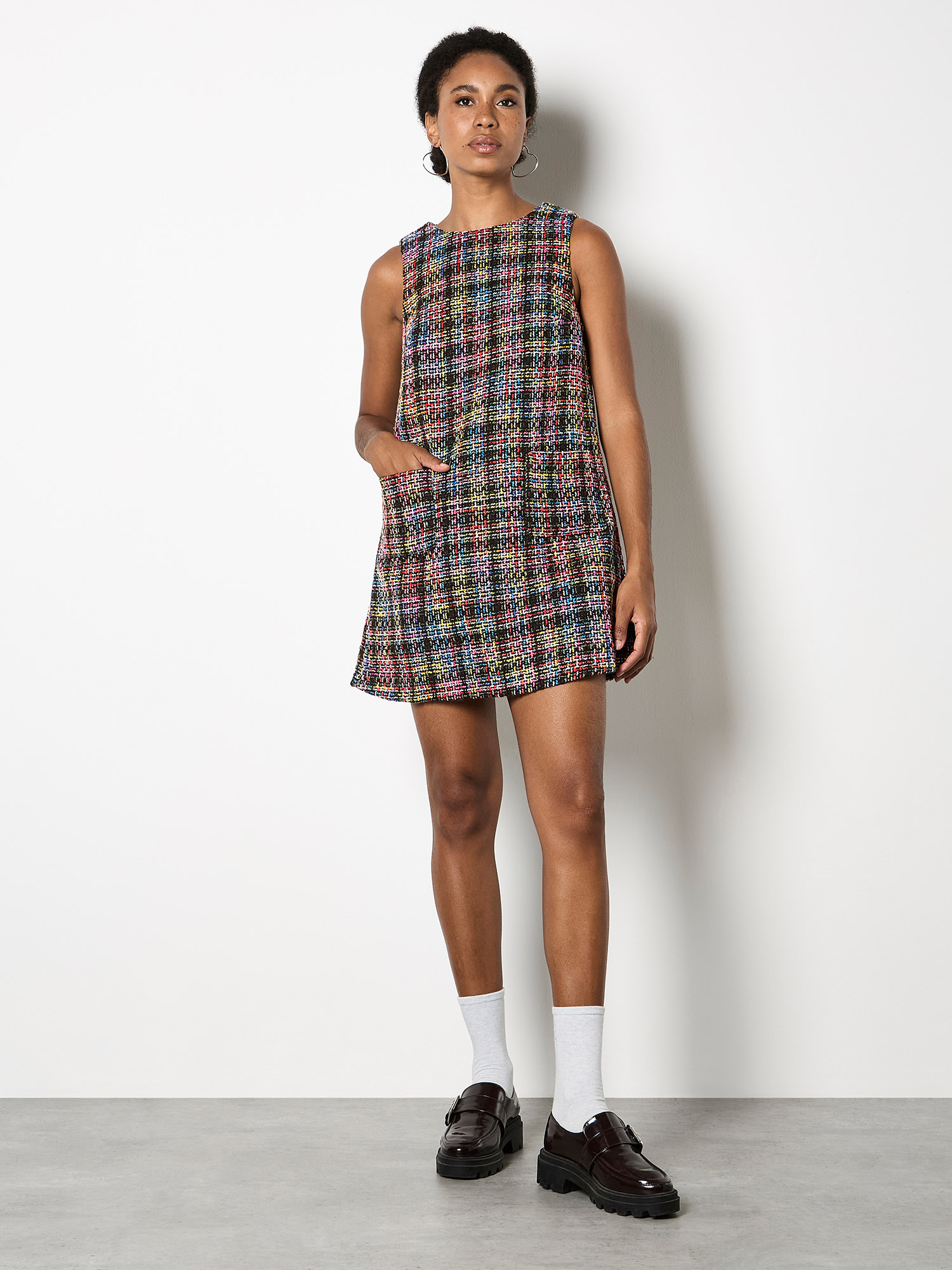 Colour Pop Tweed Shift Mini Dress | Apricot Clothing