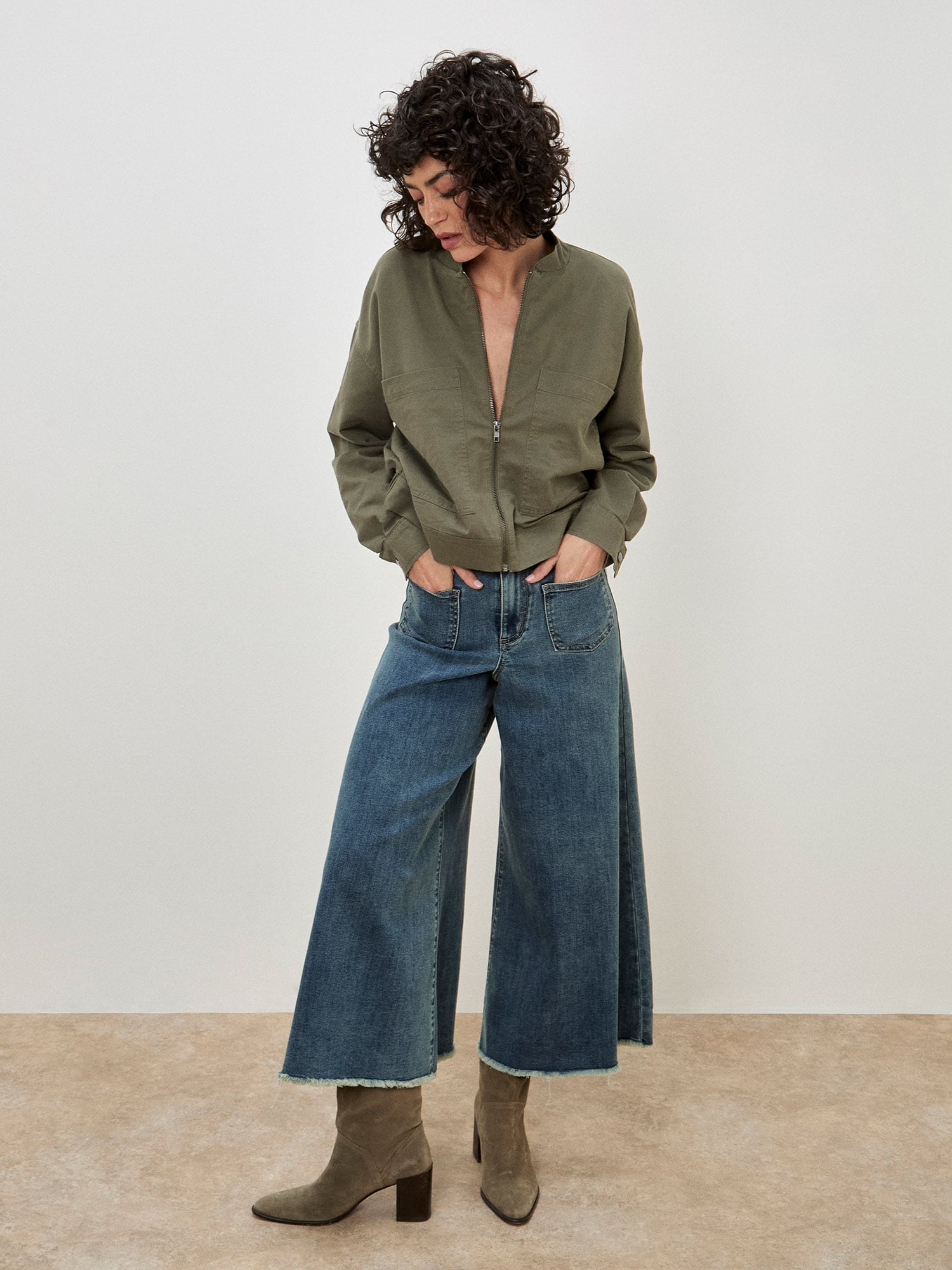 Lightweight Denim Bomber Jacket | Apricot Clothing