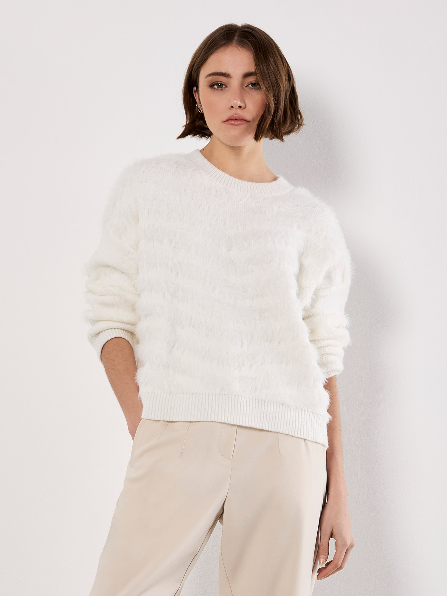 Fluffy Stripe Jumper | Apricot Clothing