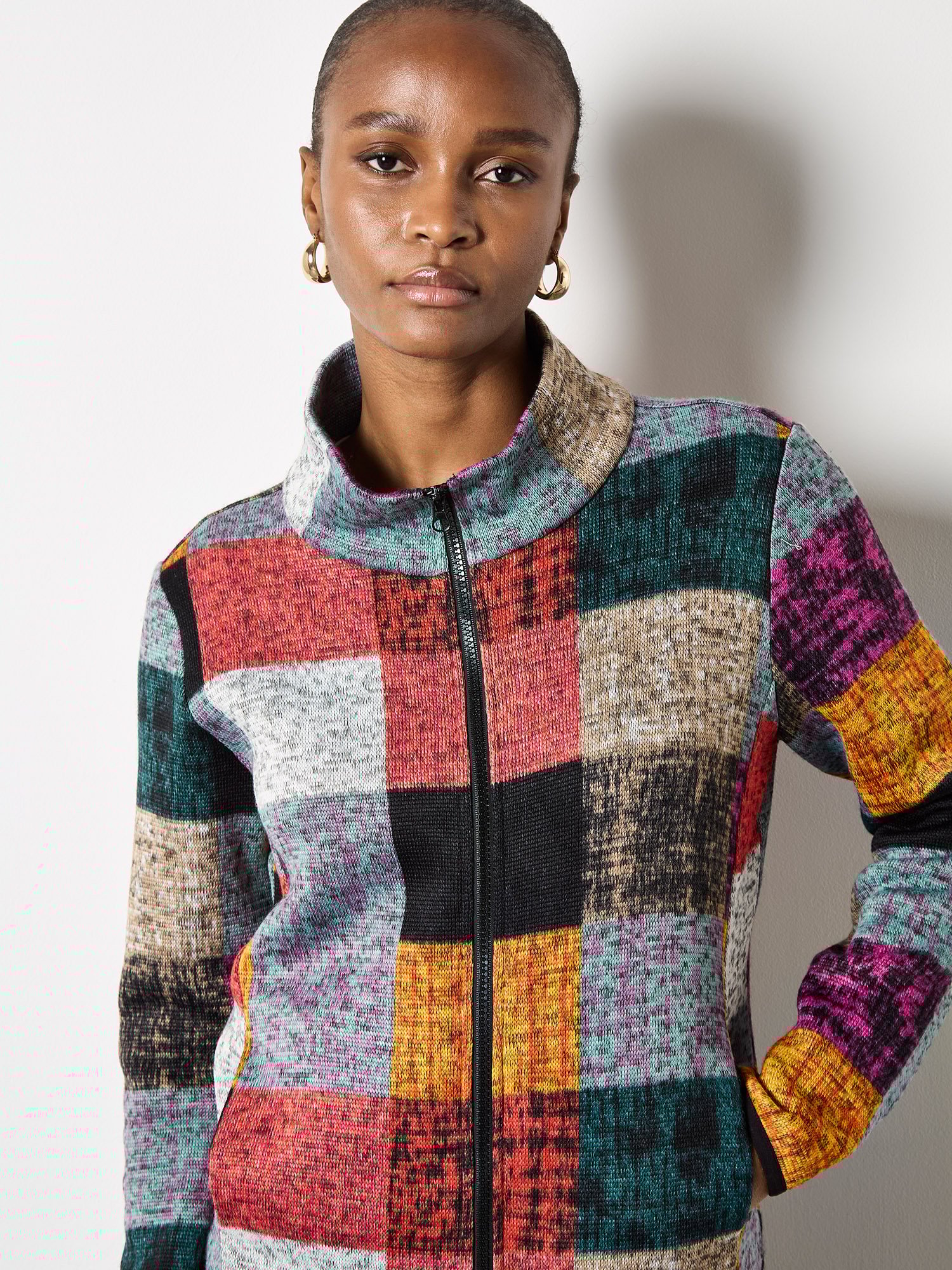 Colourful Check Fleece Jacket | Apricot Clothing