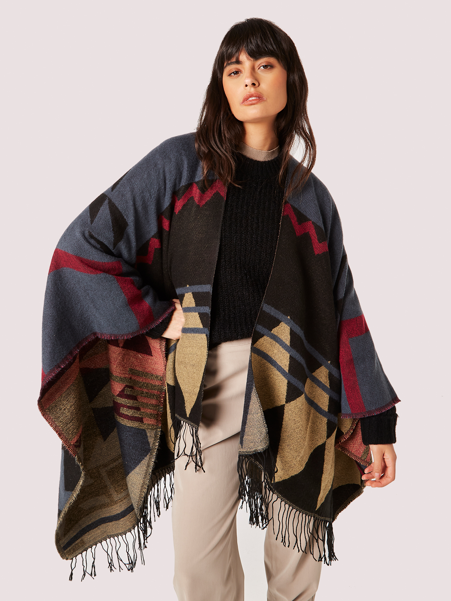 Geometric Knit Blanket Scarf | Apricot Clothing