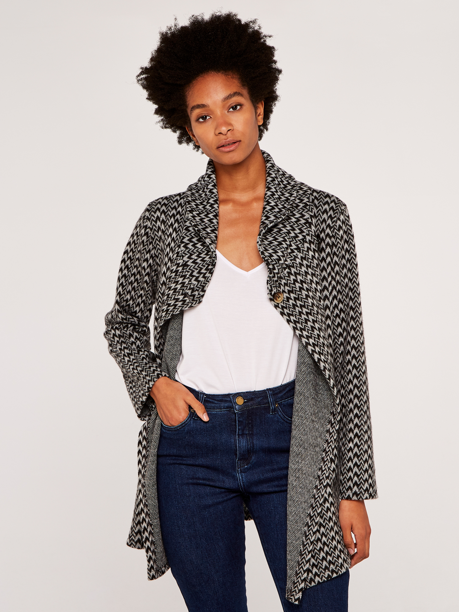 Chevron Single Button Cardigan | Apricot Clothing