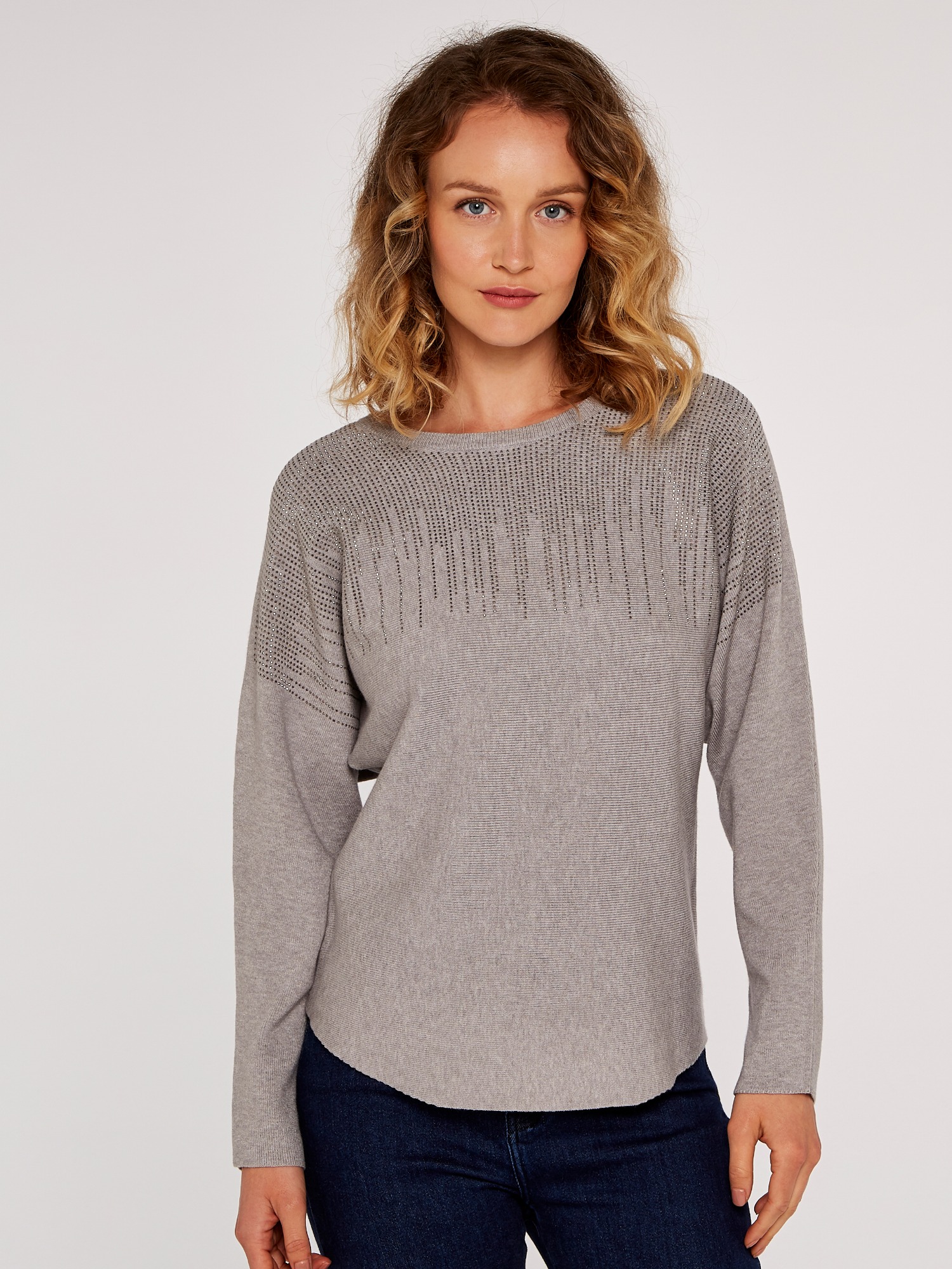 Stud Embellished Batwing Jumper | Apricot Clothing