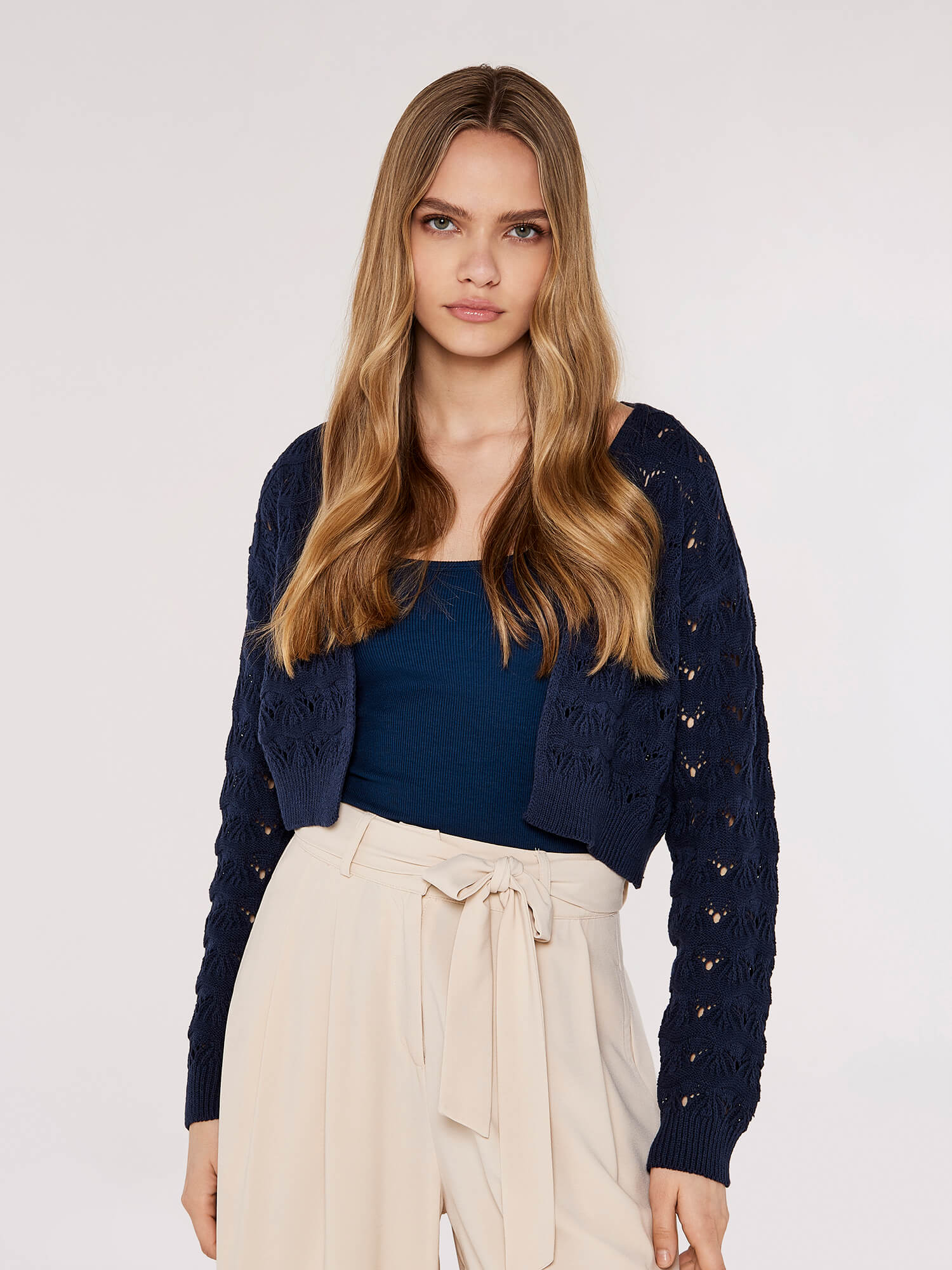 Pointelle Cropped Shrug | Apricot Clothing